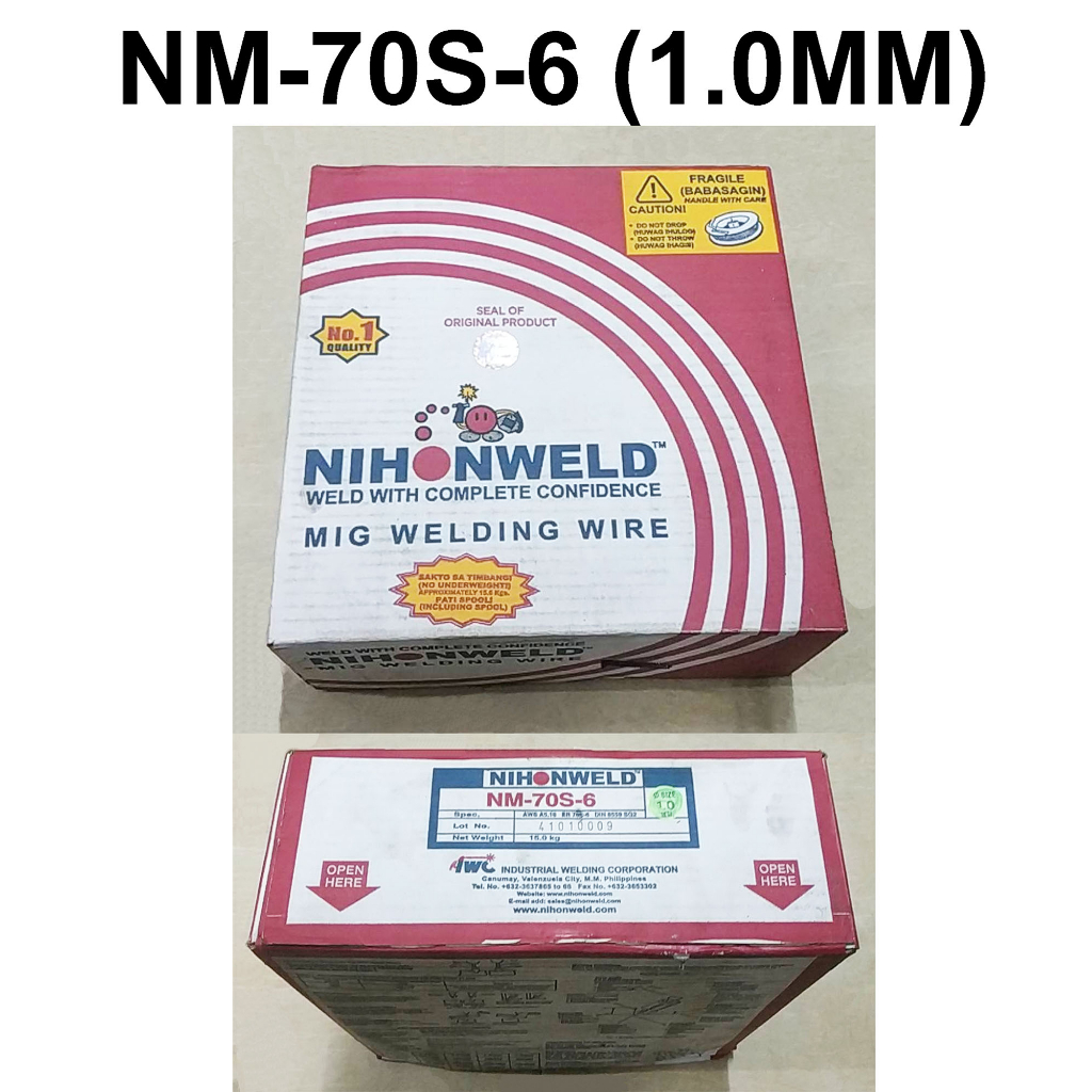( 15 KILOS ) ORIGINAL NIHONWELD MIG WELDING WIRE NM-70S-6 1.0MM == 1 BOX == MIG WELD ROD ...