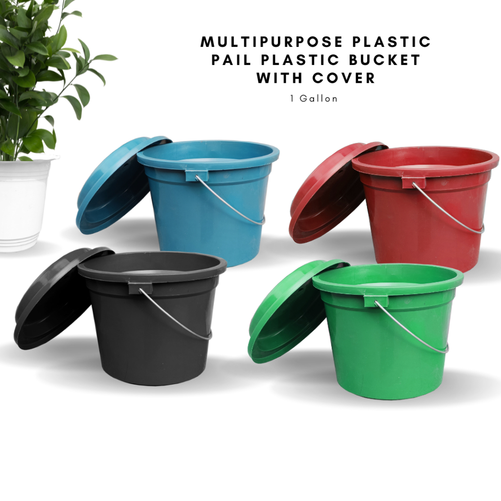 BONITA 1 Gallon Multipurpose Plastic Pail Plastic Bucket with Cover ...