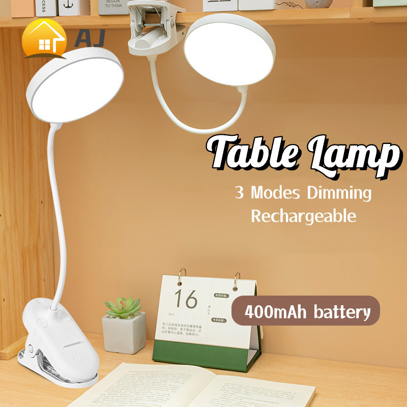 Rechargeable LED Clamp Desk Lamp Flexible Gooseneck Touch Dimming Table ...