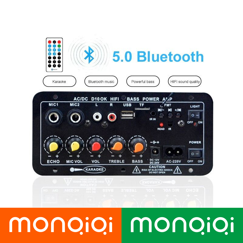 Monqiqi New Speaker AC 220V 12V 24V Digital Bluetooth Stereo car Amplifier Speaker Bluetooth 5.0 ...