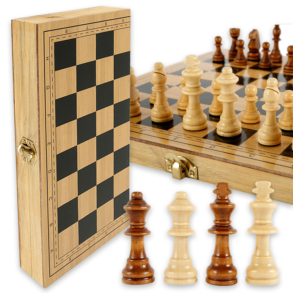 Wooden Chess Set Folding Chess Board Game Set Toys Portable Chess ...
