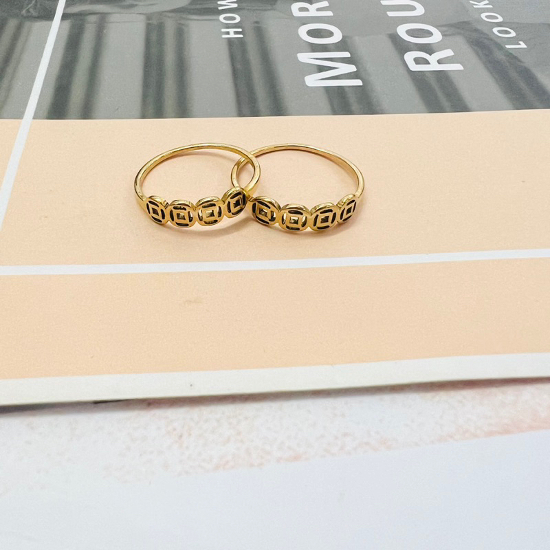 Kayangkaya Gold Ring Lucky Charm Money Catcher Coin Stainless Charm ...