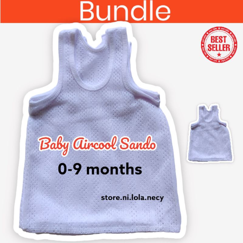 12PCS /6PCS Unisex White Plain Aircool Sando for baby boy or girl 0-9 ...