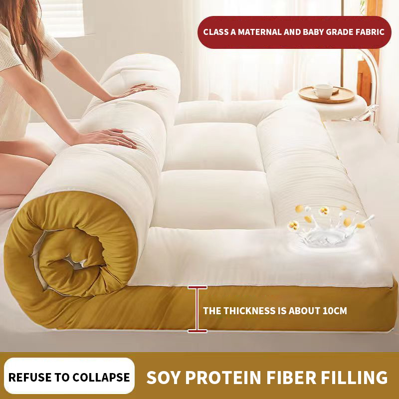 10cm Mattress Thicker Foam Mattress Topper Foldable Queen Velvet Soft ...