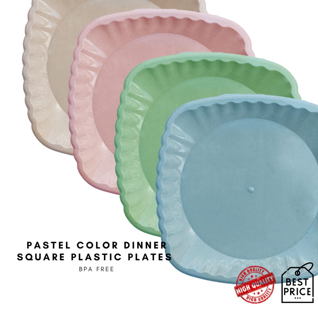 BONITA I 9 Inch Square Plates Dinner Plates Wavy Design | Shopee ...