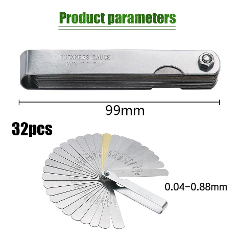 32 Blades Metric Feeler Gauge High Precision Thickness Gages Gap Filler ...
