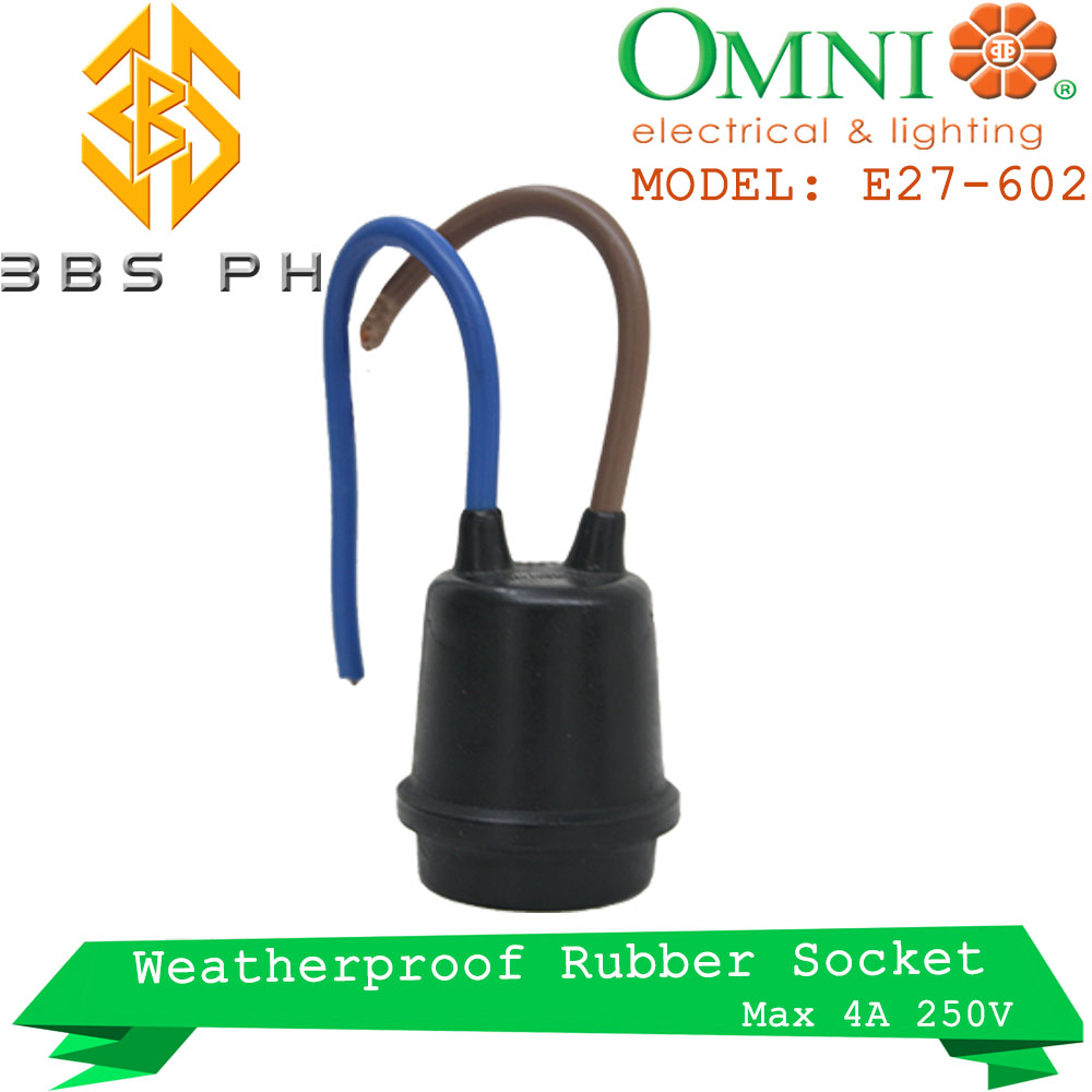 Omni Weatherproof Rubber Socket High Quality E27-602 with 2 Wires Heavy ...