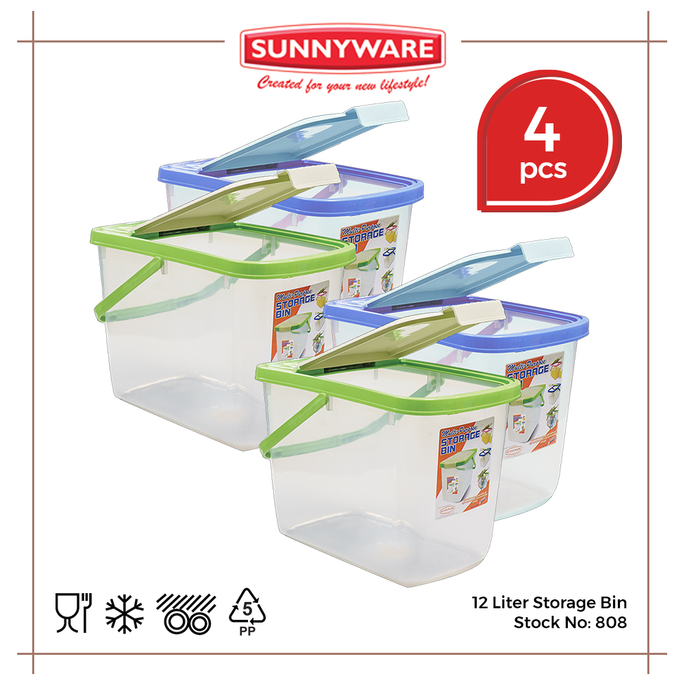 4pcs 12 Liter Storage Bin [Sunnyware 808] | Plasticware | Food Storage ...