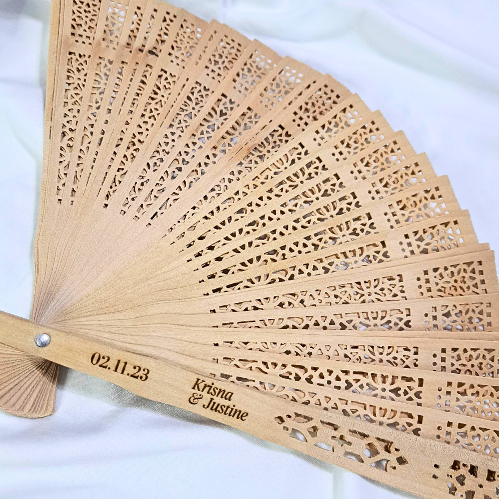 Personalized customized bamboo fan laser engraved souvenir | Shopee ...