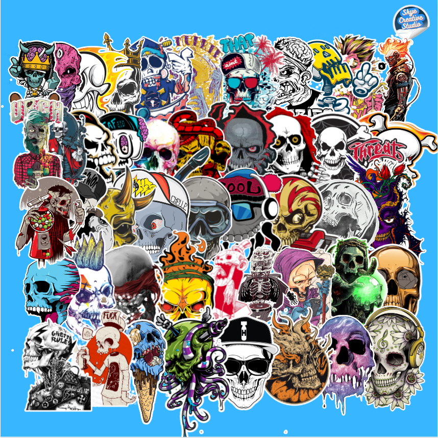 scs18 - Skulls Decal Label Graffiti fictional Character illustration ...