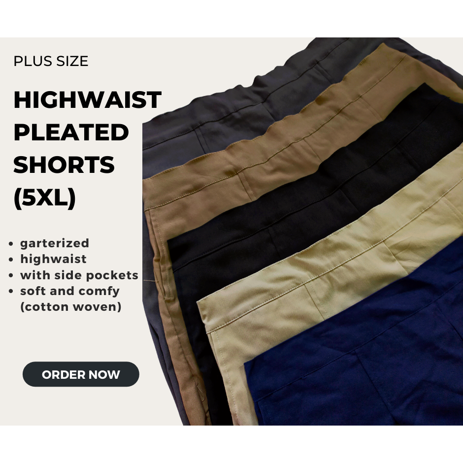 Plus Size Highwaist Pleated Shorts (5XL) | Shopee Philippines
