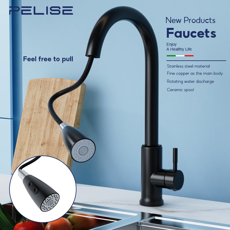 Pelise 304 Stainless Steel Kitchen Faucet Pull Out Faucet 360° Sprayer ...