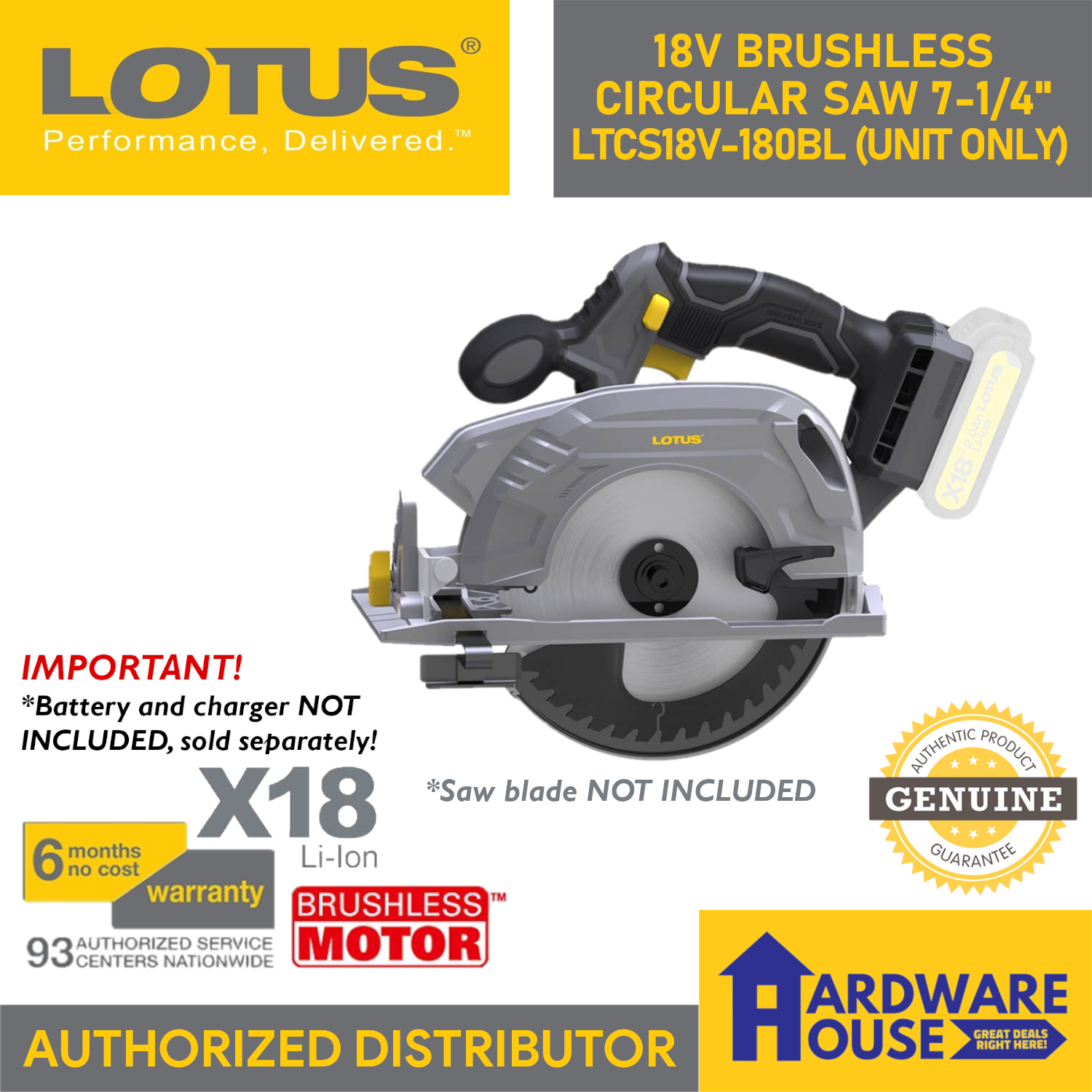ORIGINAL LOTUS 18V Brushless Circular Saw 7-1/4" Cordless Wood Cutter 7 ...