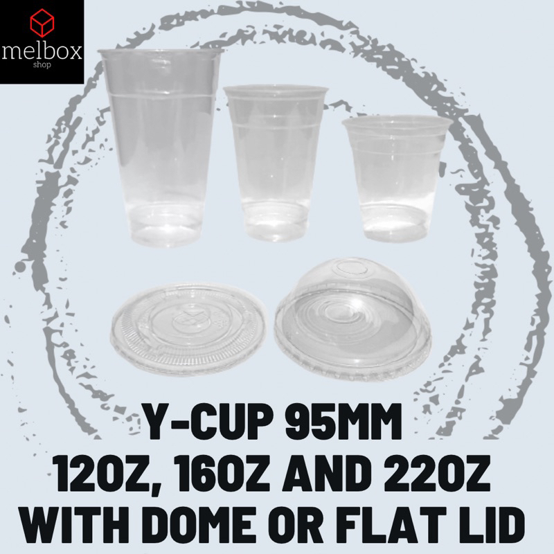 [50 pcs] Y-Cup 95mm 8oz 12 oz 16 oz 22 oz Dome Flat Lid Disposable ...