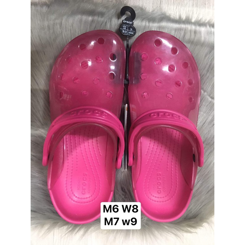 Crocs Classic Translucent Clog (candy pink/ white) | Shopee Philippines