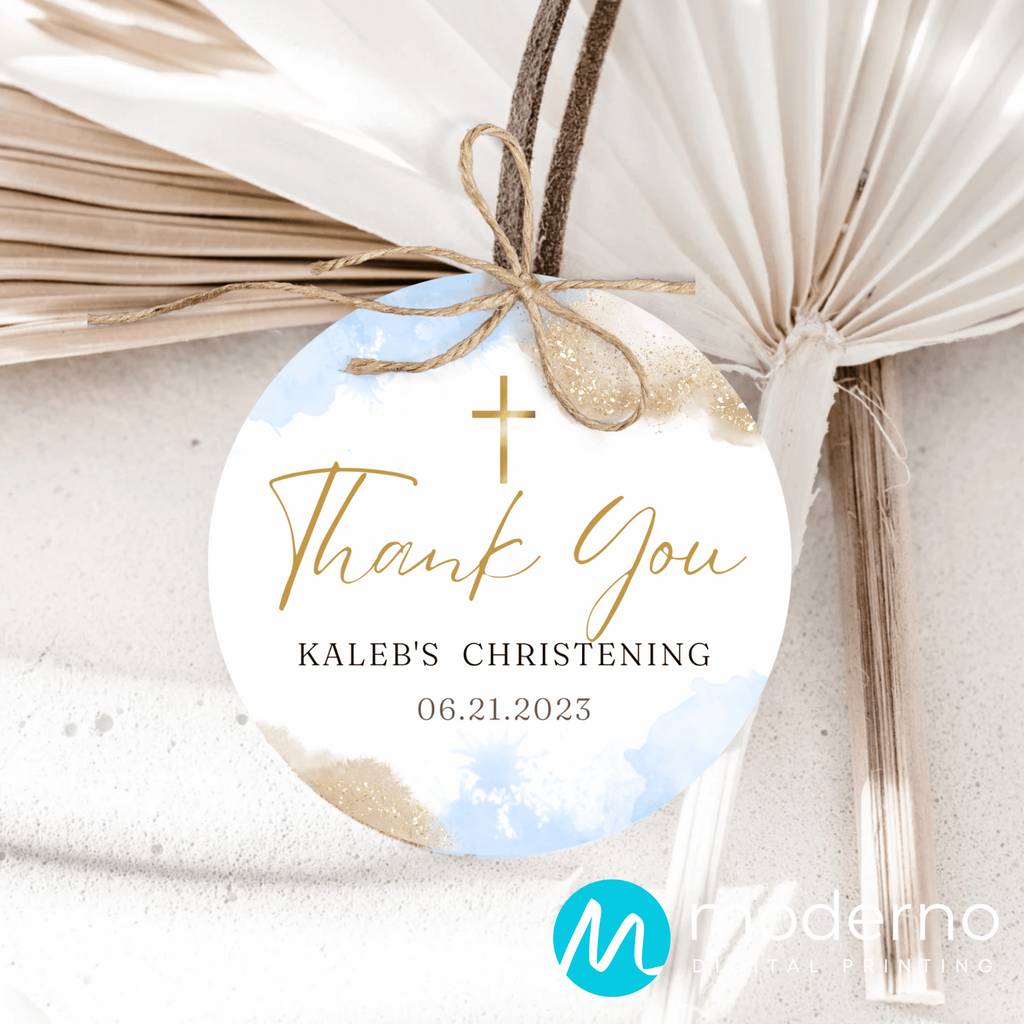 30pcs Baptism Hang Tags for Souvenirs | Round Christening Favour Tags ...