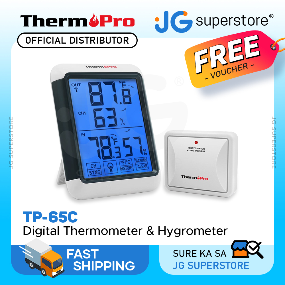 Thermopro TP-65C Indoor Outdoor Digital Wireless Thermometer Hygrometer for Temperature | Shopee ...