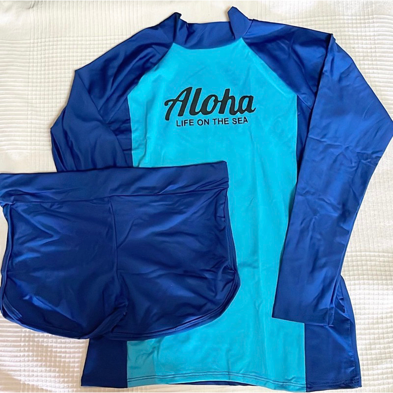 HAPEE JONEE - BLUE RASHGUARD SET | Shopee Philippines