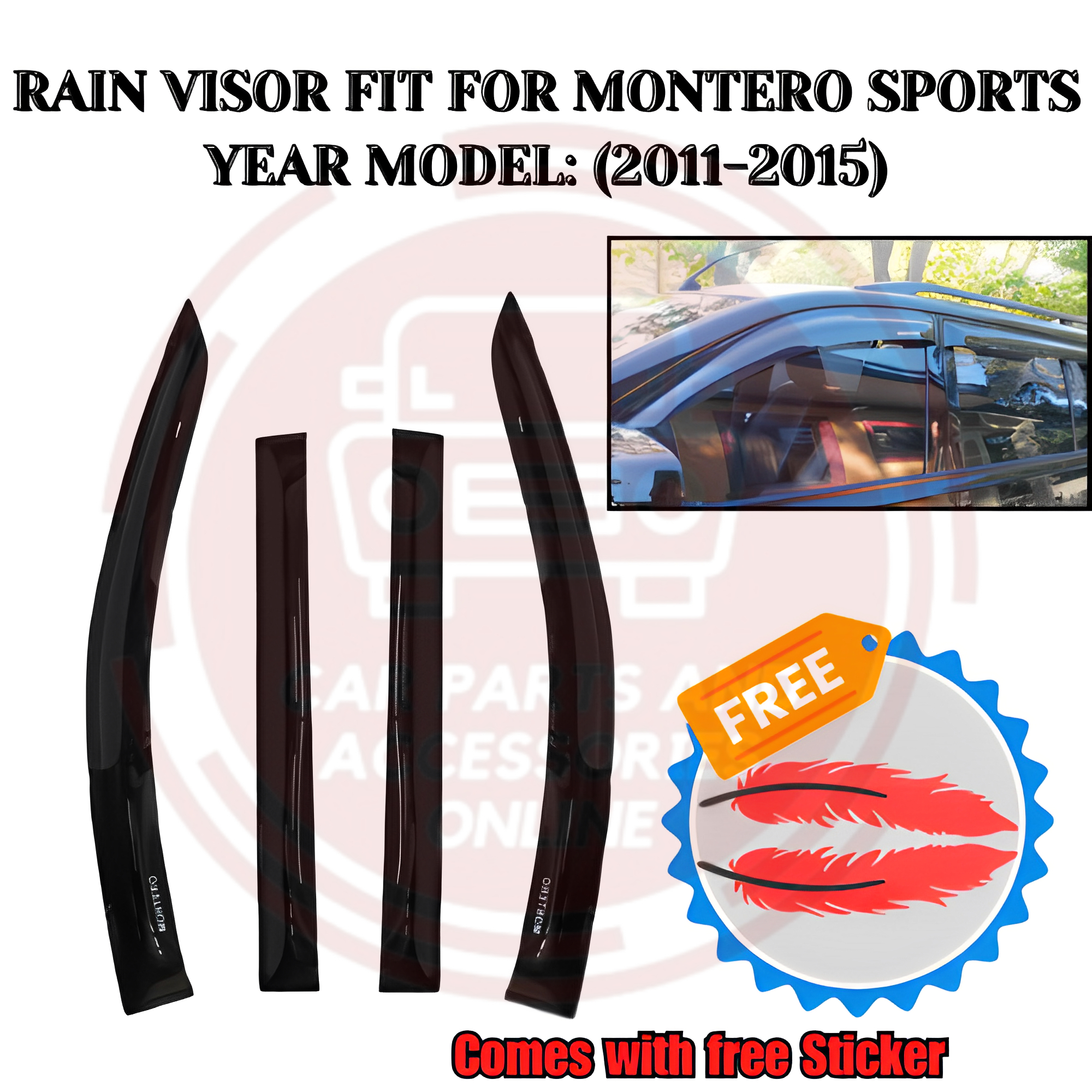 OSCPA Rain Visor for Mitsubishi Montero Sports 2011 2012 2013 2014 2015 ...