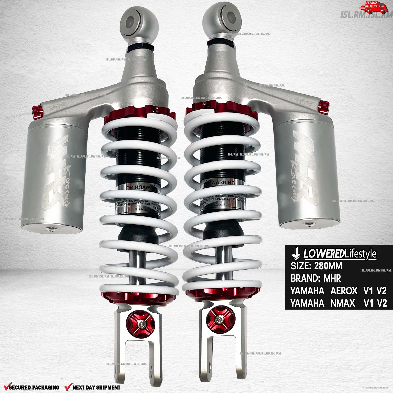Yamaha NMAX AEROX V1 V2 Rear Shock Absorber 2PCS 280mm Lowered Style ...