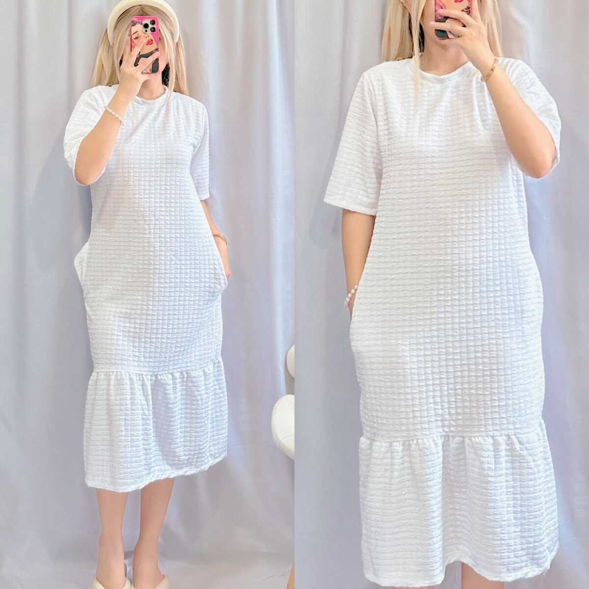 Bubble Box Two Side Pocket Basic Ruffled Midi Dress | Shopee Philippines