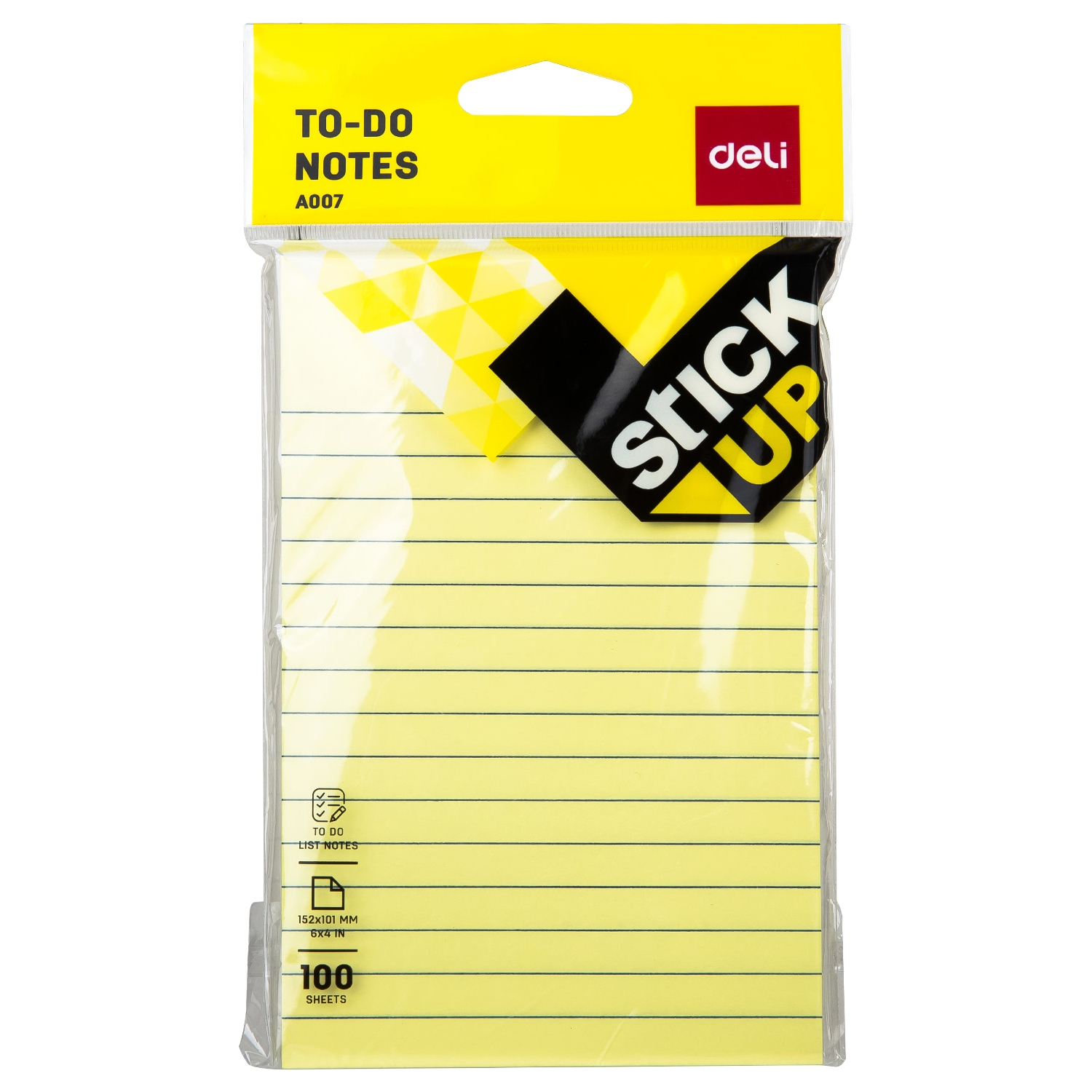 Deli EA00752 Sticky Note Yellow Lines or Yellow Pad Paper Sticker 6x4in ...