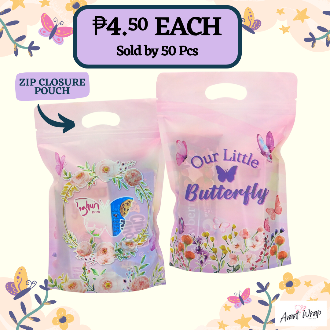 (50 PCS) PP1011 Butterfly Floral Loot Bag Chips Bag Chipsbag Zip Candy ...