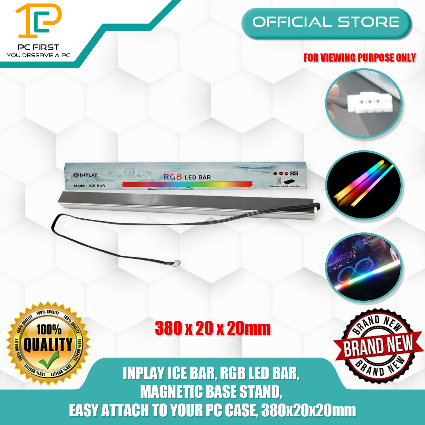 INPLAY ICE BAR, RGB LED BAR, MAGNETIC BASE STAND, EASY ATTACH TO YOUR ...