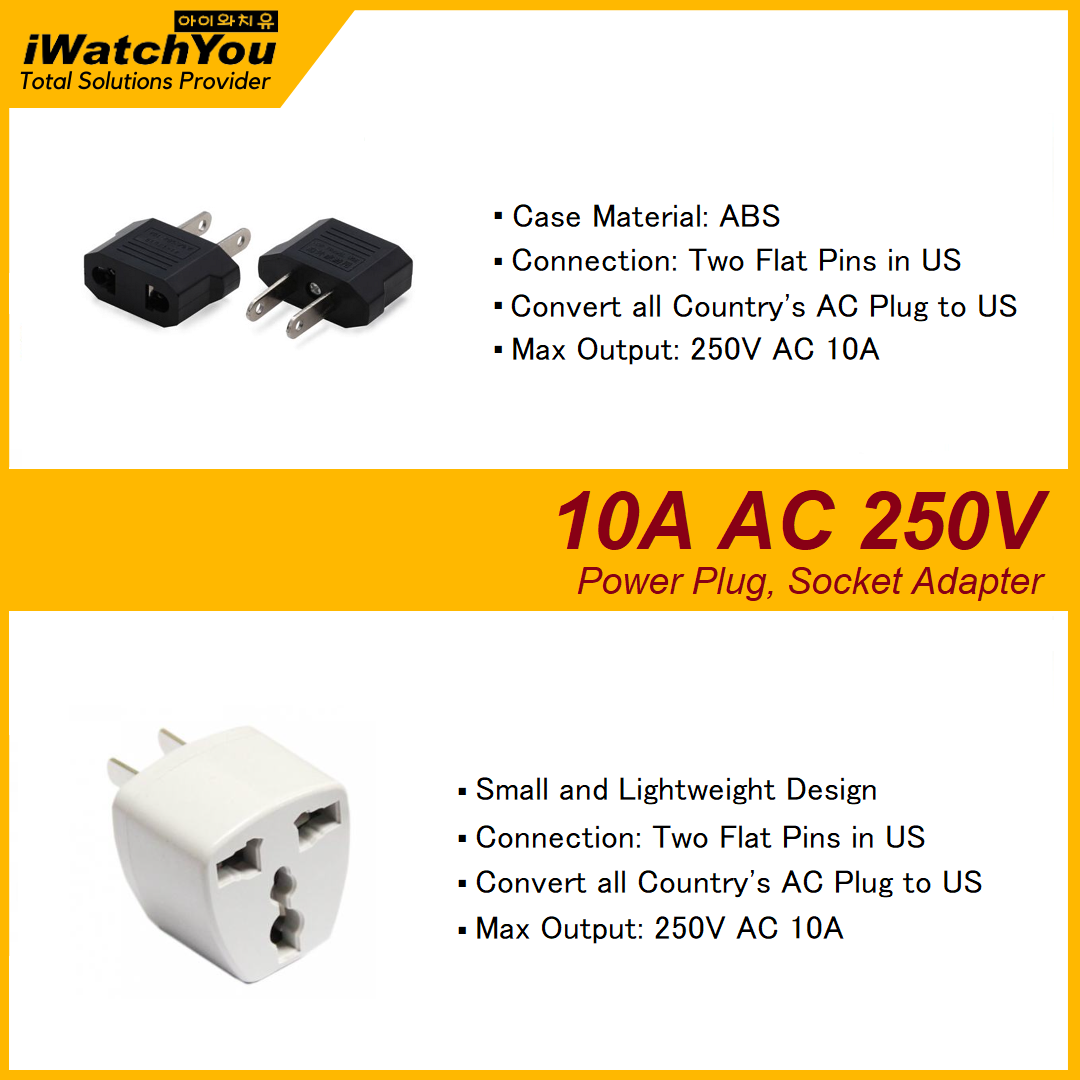 10A 250V, Power Plug, Socket Adapter, Travel AC Power Adapter ...