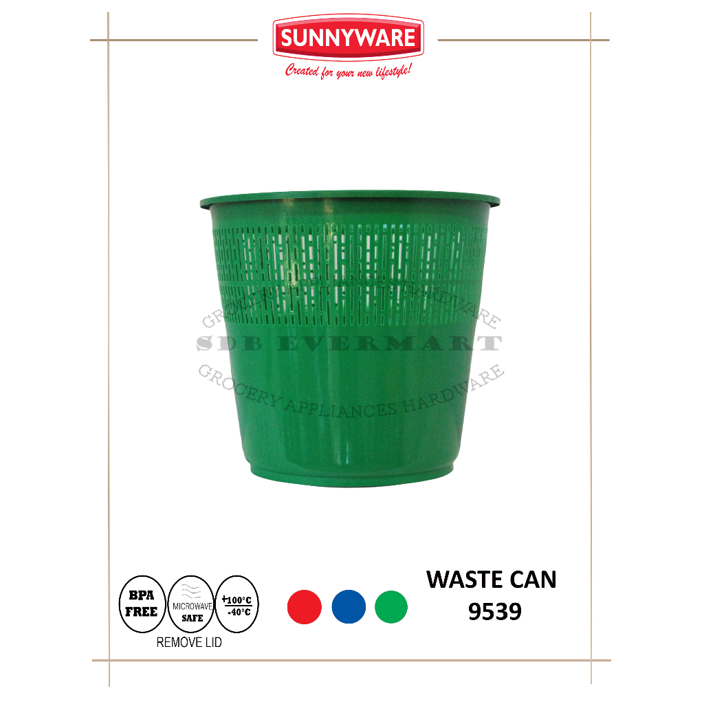 Sunnyware-Trash Waste Can Recycling Bin-[9539]-Red Blue Green-1pc ...