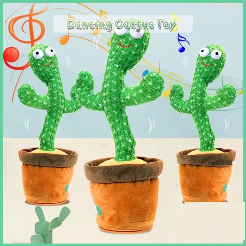 Recording Dancing Cactus Toy Talking Rechargable Plush Toys 120 Music ...