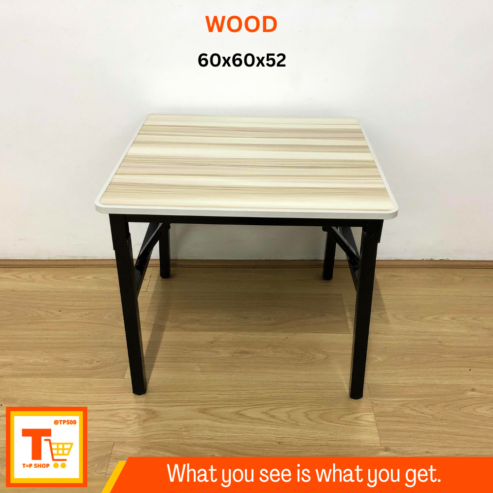 FOLDABLE/FOLDING SQUARE TABLE (60x60, 80x80) WITH METAL LEGS (WOOD ...