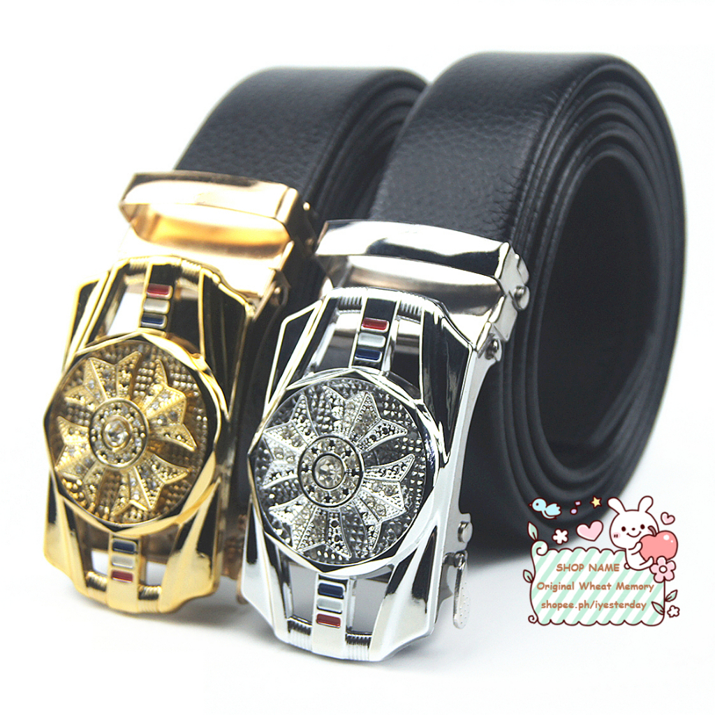 Men's Fashion Rotating Belt Metal Buckle Premium Business Leather Belt ...