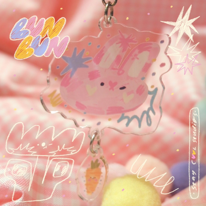 Bunbun Double Charm | Pendandt Acrylic Keychain | Key Ring | Charm ...