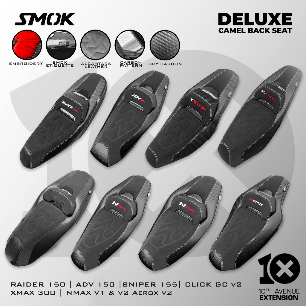 10THX SMOK Deluxe Camel Back Seat for ADV, NMAX, AEROX, CLICK, SNIPER, RAIDER & XMAX Motorcycle ...