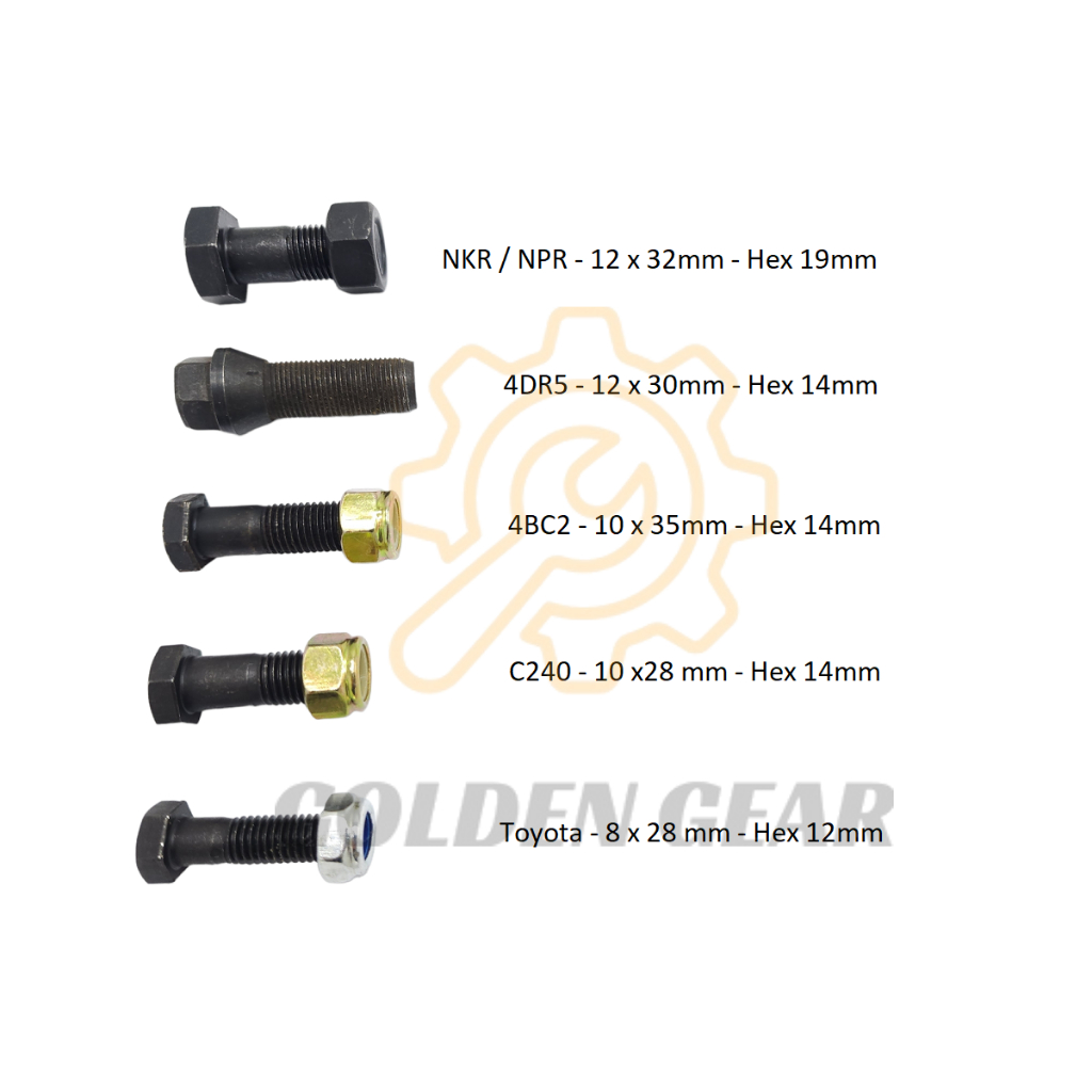 Isuzu C240 4BC2 NKR NPR Toyota 4K Fx Mitsubishi 4DR5 Propeller Bolt ...