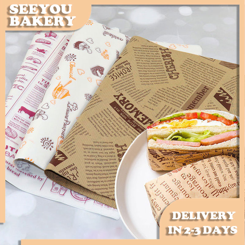Baking Paper Sandwich Wrappers Greaseproof Deli Wax Paper 28x38cm ...
