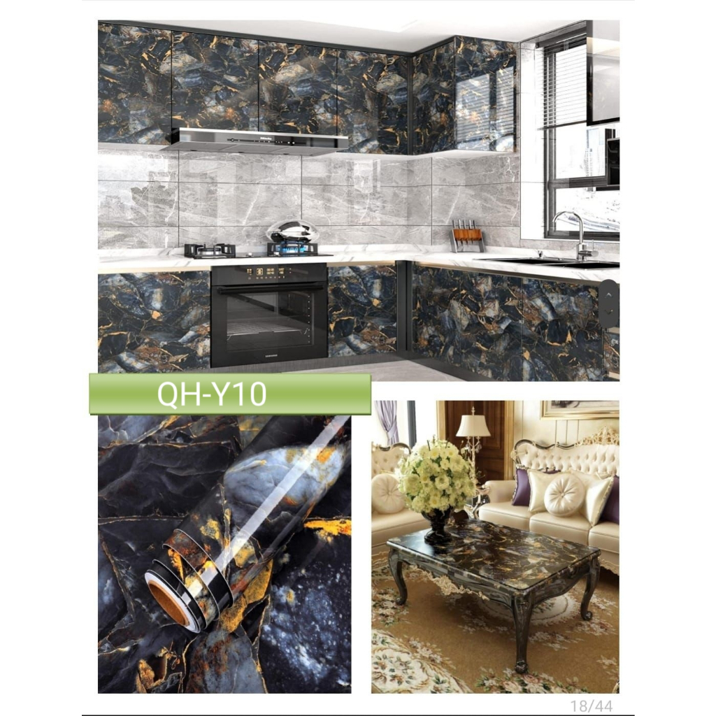 DML marble kitchen decorative wallpaper waterproof sticker thickened ...