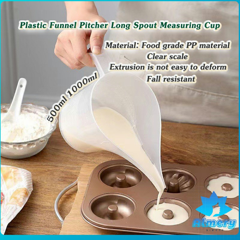 AY Plastic Funnel Pitcher Long Spout Measuring Cup 500ml 1000ml plastic ...