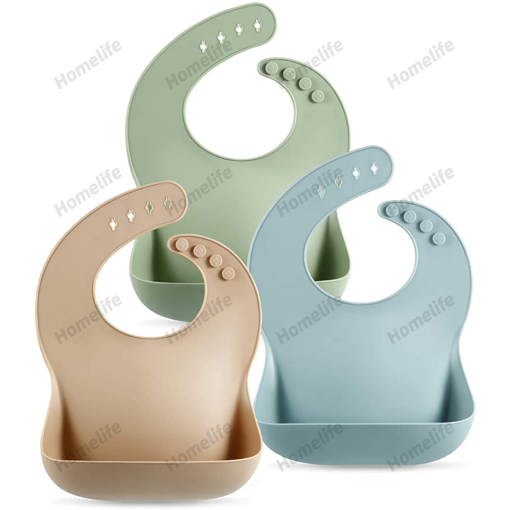 Adjustable and Waterproof Silicone Baby Bibs for Baby Reusable Food Bib ...