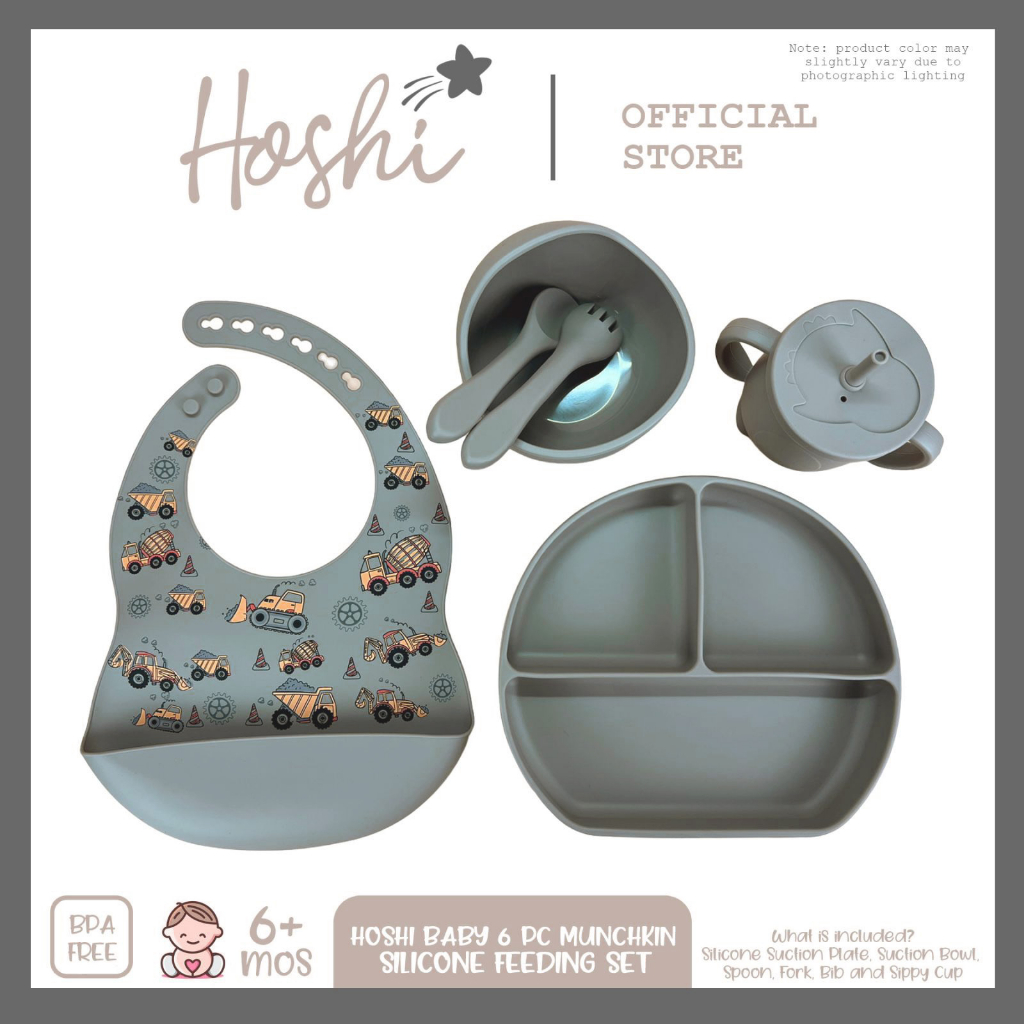 Hoshi Baby 6pc Munchkin Silicone Feeding Set, Premium 100% Food Grade ...