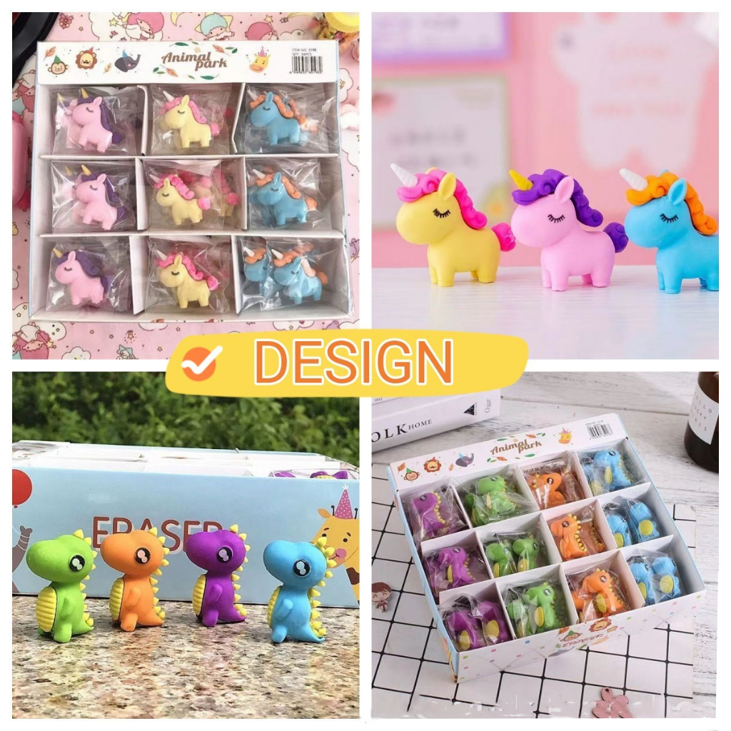 3D Eraser Cartoon Unicorn dinosaur eraser for kids Model Rubber Eraser ...