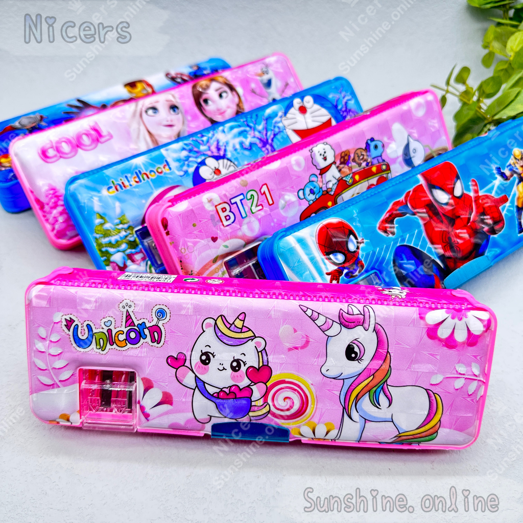 Plastic Pencil Box W/sharpener 21.3x7.3x3.3cm Pencil Case #PC-1827 ...