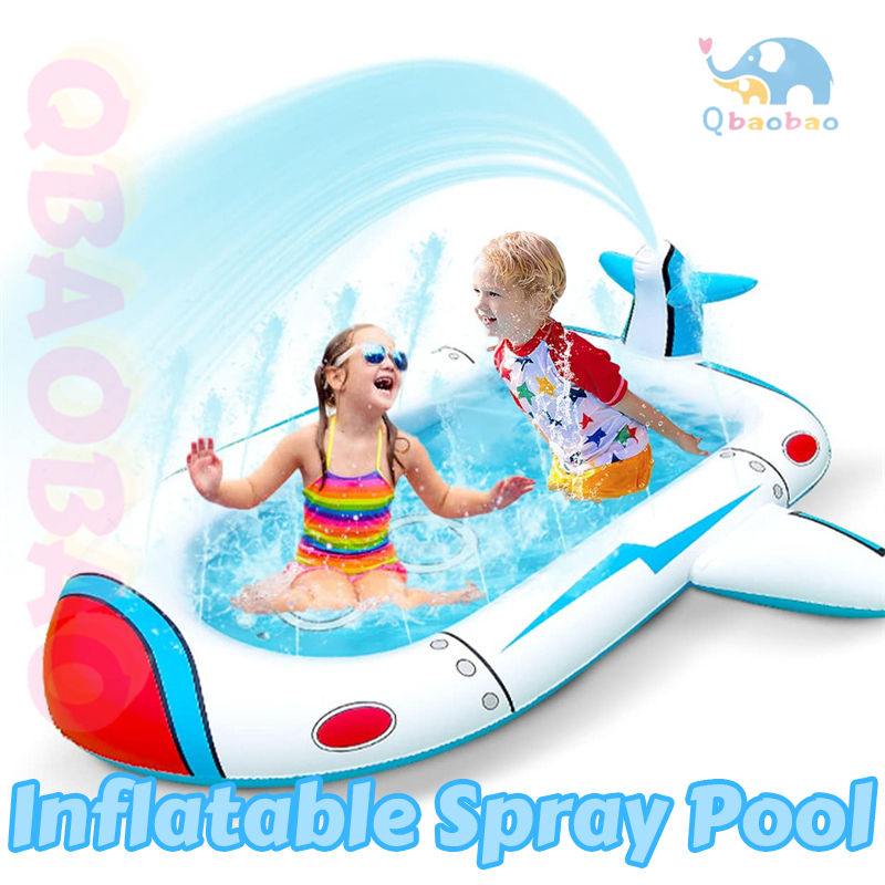 Inflatable Pool for Kids Kiddie Pool with Plane Sprinkler Swimming Pool ...