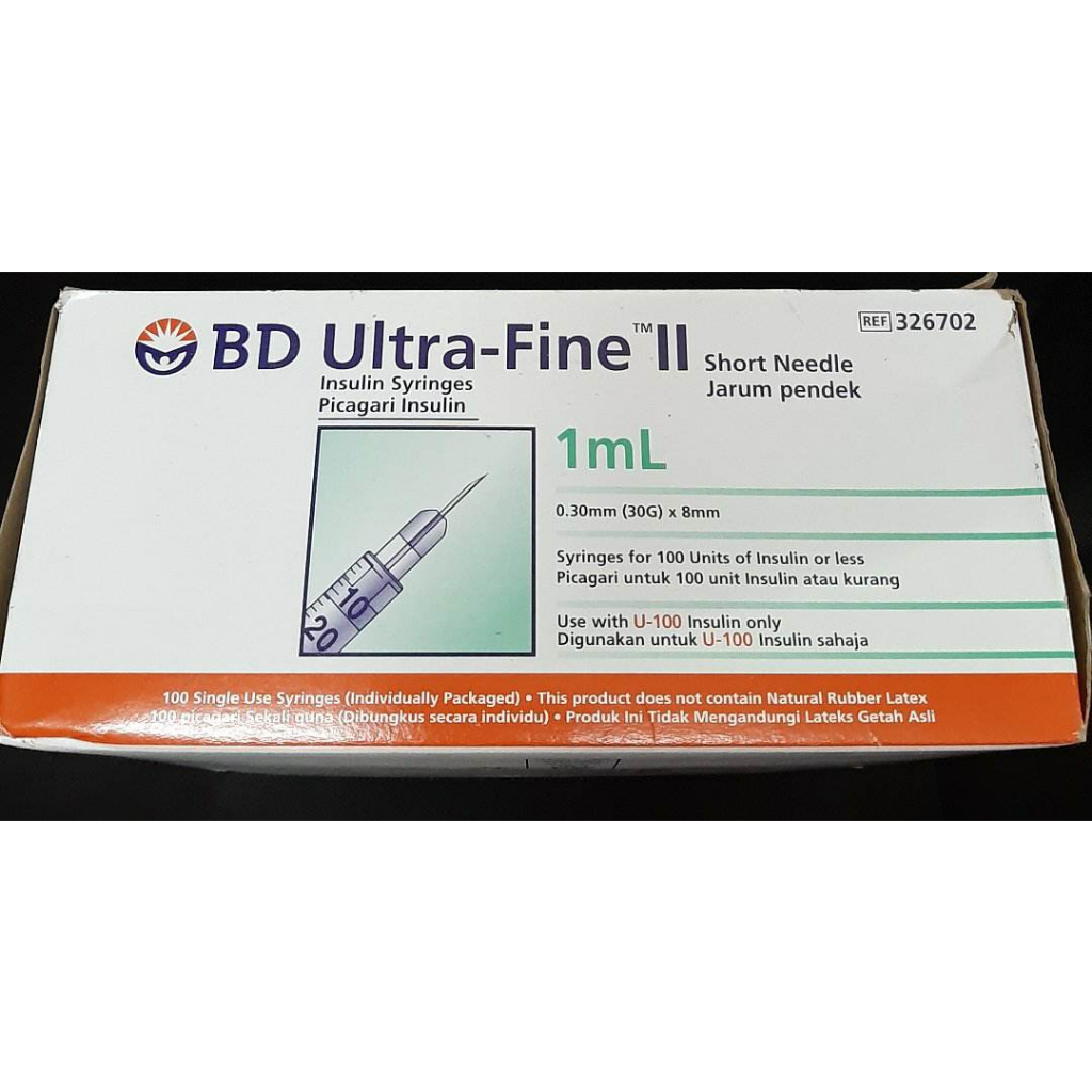 BD ULTRA-FINE II SHORT NEEDLE INSULIN SYRINGE 1mL (30g) 100 pcs / box | Shopee Philippines