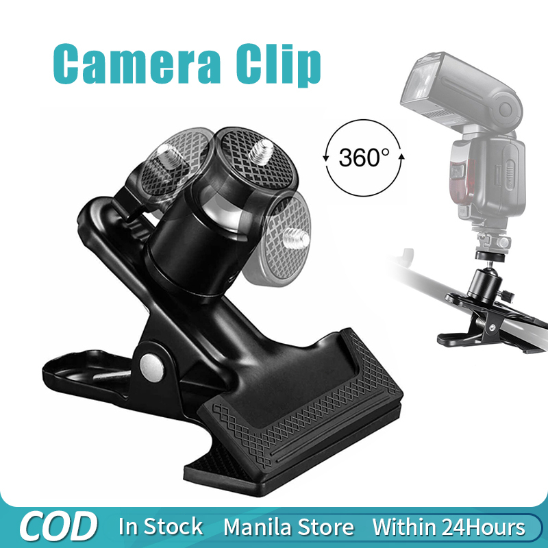 Tripod Camera Clip Clamp 360 Degree Swivel Mini Ballhead for Video Came ...