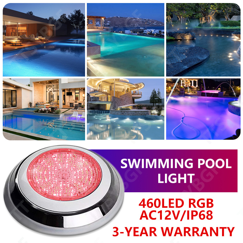 Swimming pool light stainless steel RGB underwater light AC12V remote control seven color ...