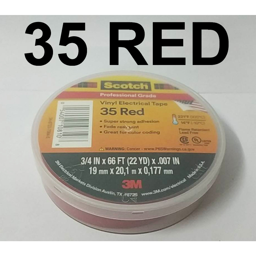 ORIGINAL 3M SCOTCH 35 RED ---- COLOR CODING TAPE VINLY ELECTRICAL TAPE ...