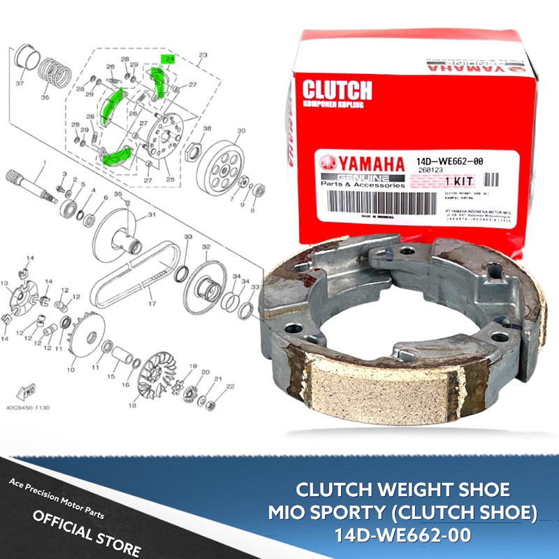 CLUTCH WEIGHT SHOE SET (CLUTCH SHOE) MIO SPORTY 14D-WE662-00 | Shopee ...