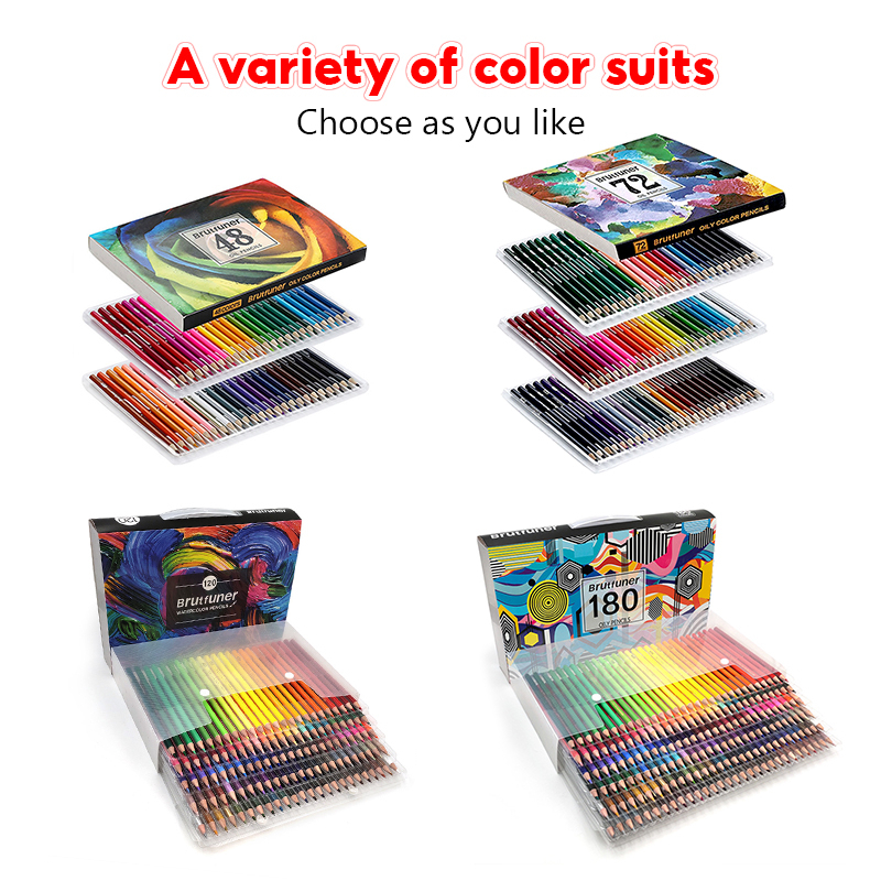 48/72/120/180 Colors Brutfuner Oil Color Pencil Set Painting Sketch ...